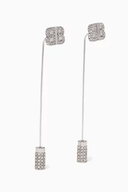 Buy Balenciaga Silver Pin BB Crystal Embellished Earrings For Women Online Ounass Bahrain
