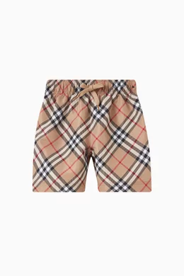 Buy Burberry Neutral Malcolm Check Swim Shorts For Baby Boys Online Ounass Bahrain